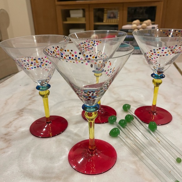 Pier 1 | Dining | New Pier Set Of 4 Martini Glasses Glass Olive Stir ...